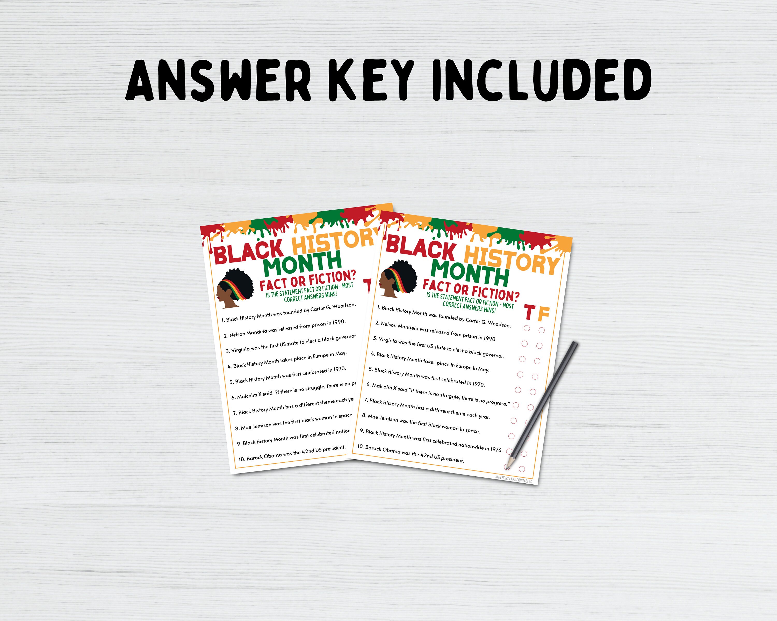 Black History Month Fact or Fiction Game | Black History Trivia Game ...