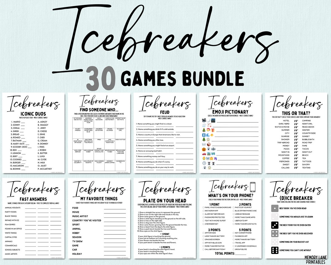 Icebreaker Games Bundle | Group Activity | Office Games | Fun Printable ...
