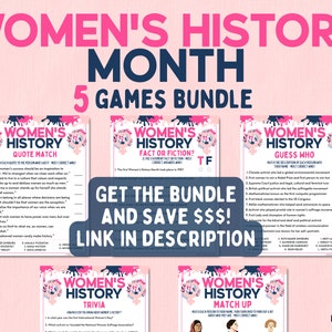 International Women's Day Games Bundle | Women's History Month Trivia ...