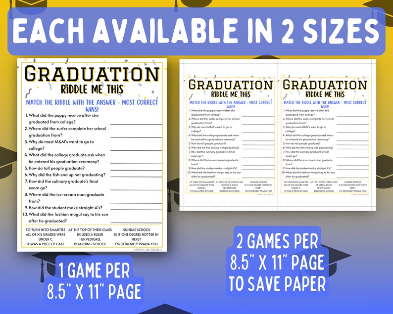 Graduation Riddle Me This Game Graduation Party Game Fun - Etsy