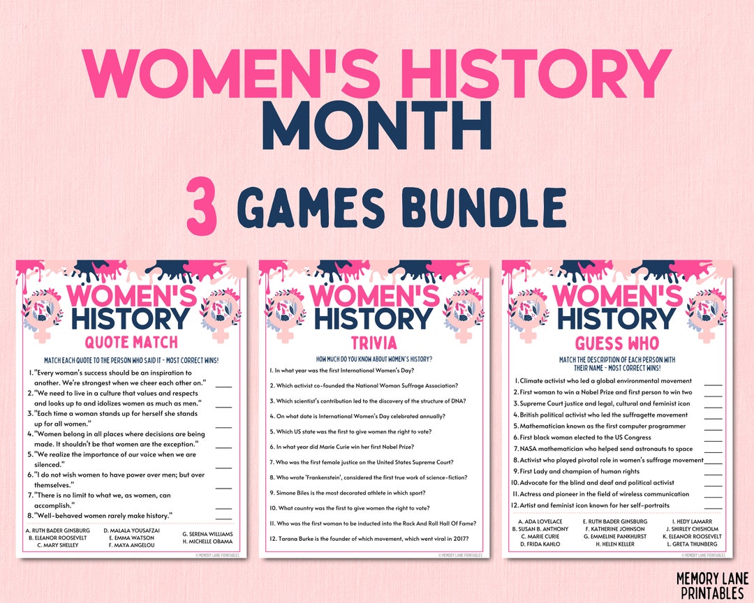 International Women's Day Games Bundle | Women's History Month Trivia ...