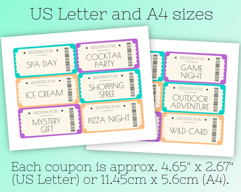 Birthday Coupon Book Editable Birthday Vouchers Printable Ticket ...