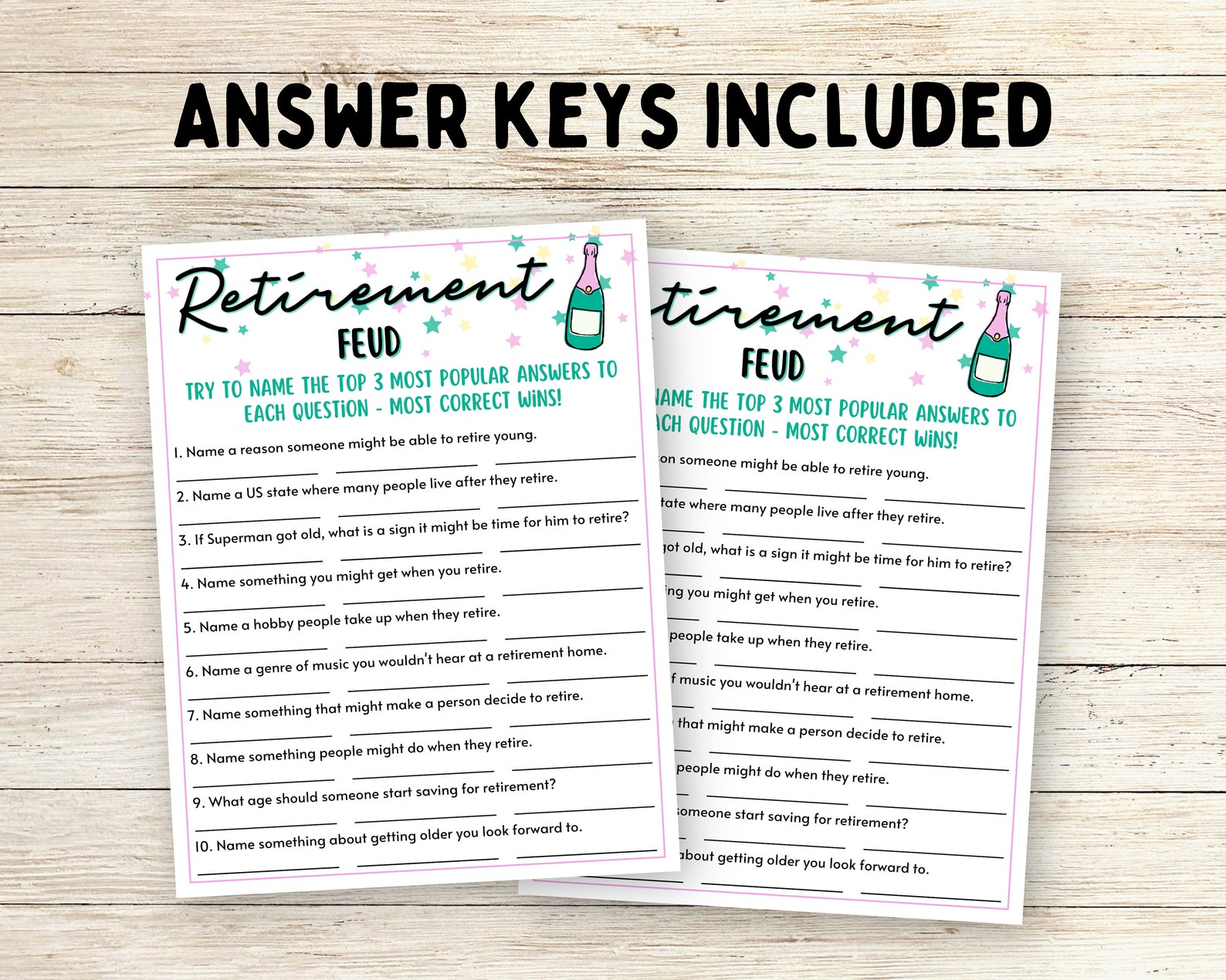 Retirement Party Game Retirement Feud Game Retirement Family Feud Game ...