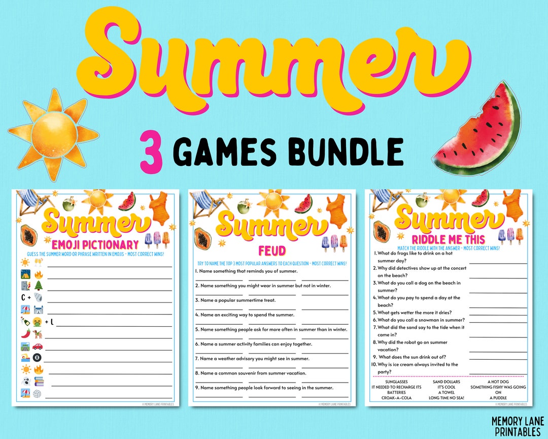 Summer Games Bundle | Summer Party Games | Fun Printable Summertime ...