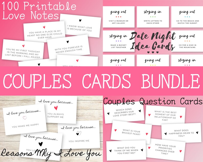 Couples Cards Bundle | Printable Love Notes | Date Night Idea Cards ...