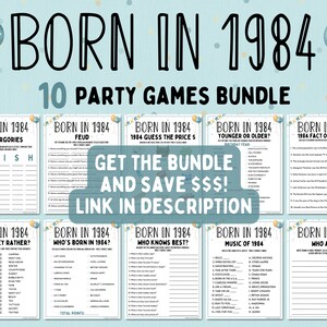 40th Birthday Party Games Bundle Born in 1984 Games 40th Birthday Games ...