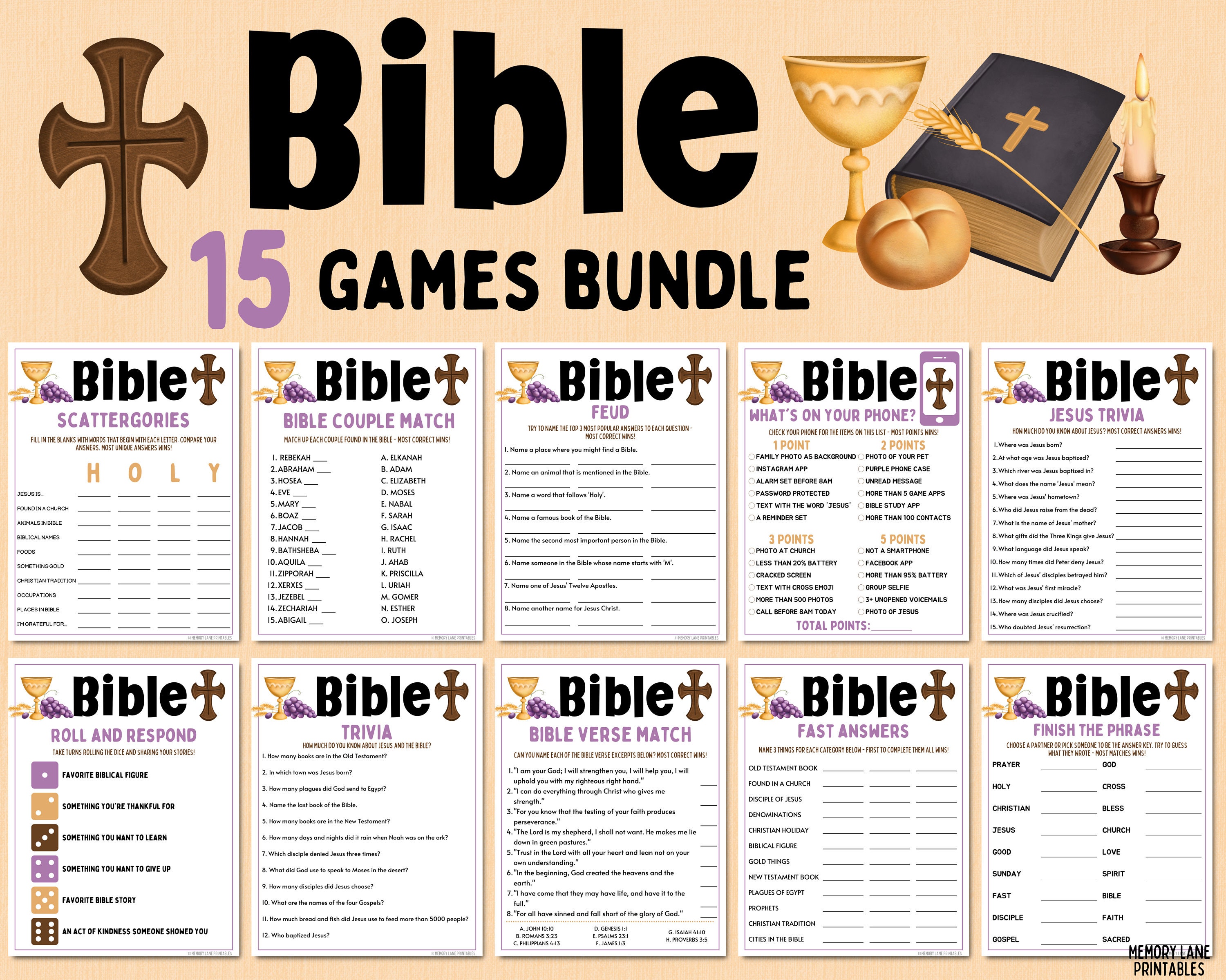 Bible Games Bundle Bible Study Games Church Games Youth Group Games ...