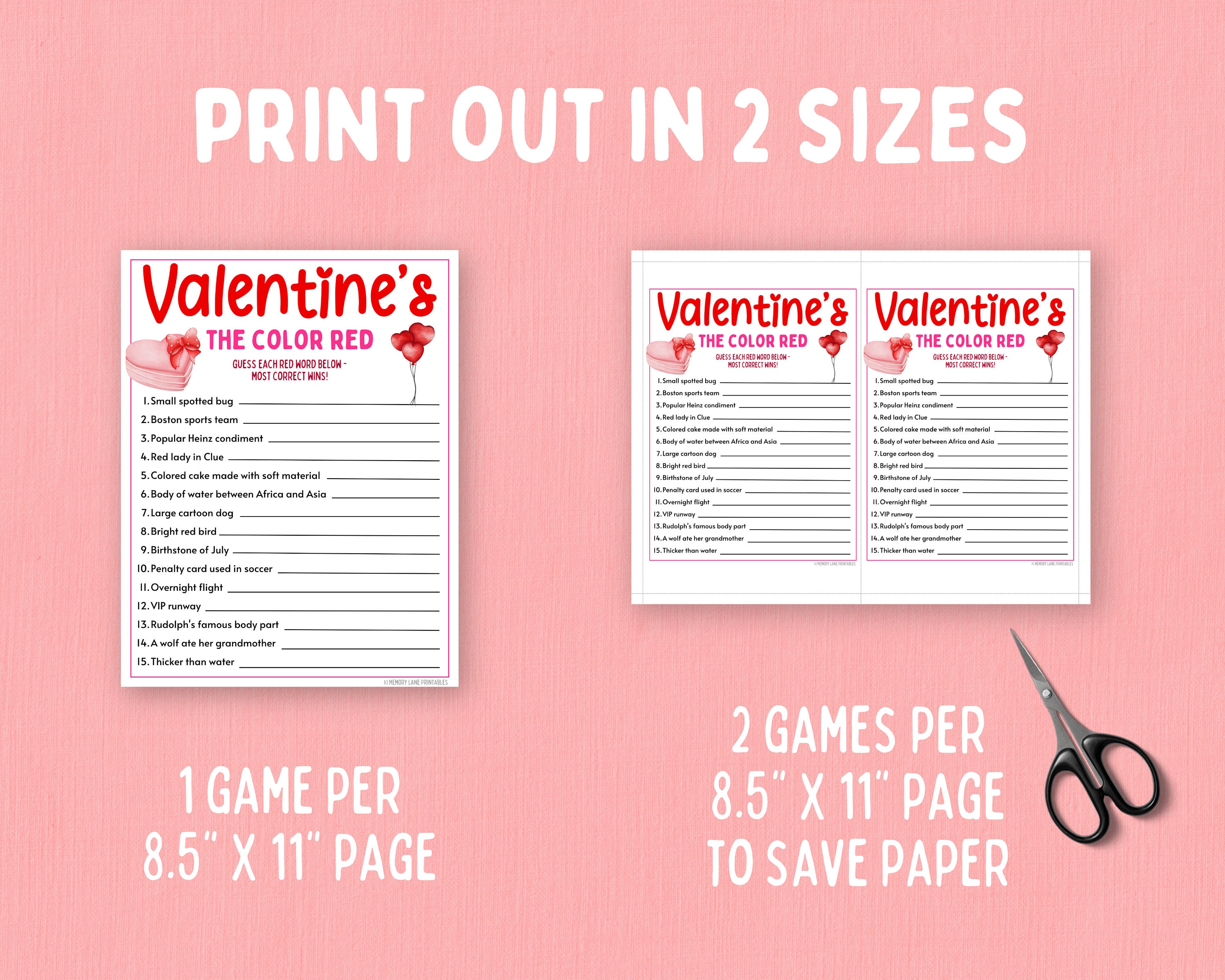 Valentine's the Color Red Game | Valentine's Day Party Game | Fun ...
