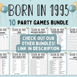 30th Birthday Party Games Bundle | Born in 1995 Games | 30th Birthday ...