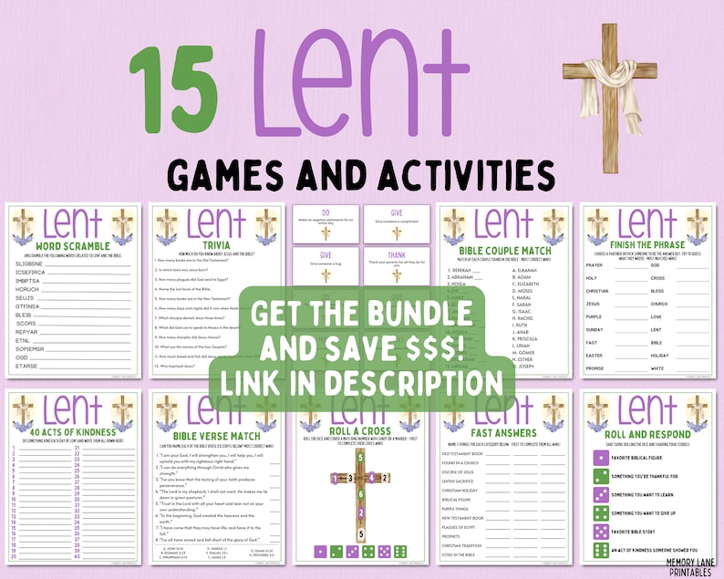 Lent Activity Cards Lenten Game Lent Activities for Kids Lent Church ...