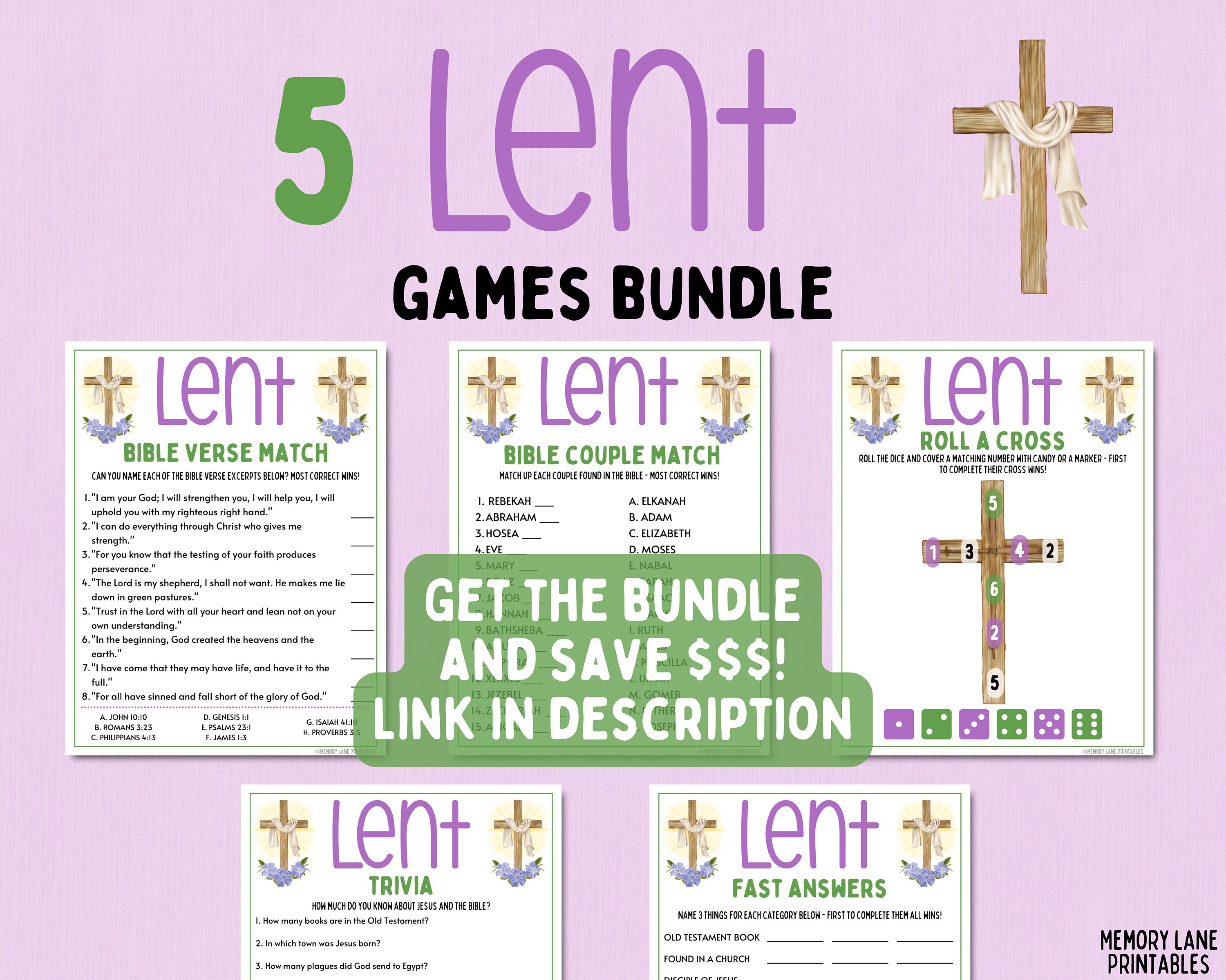 Lent Games Bundle Lenten Games Lent Activities Lent Church Games Bible ...