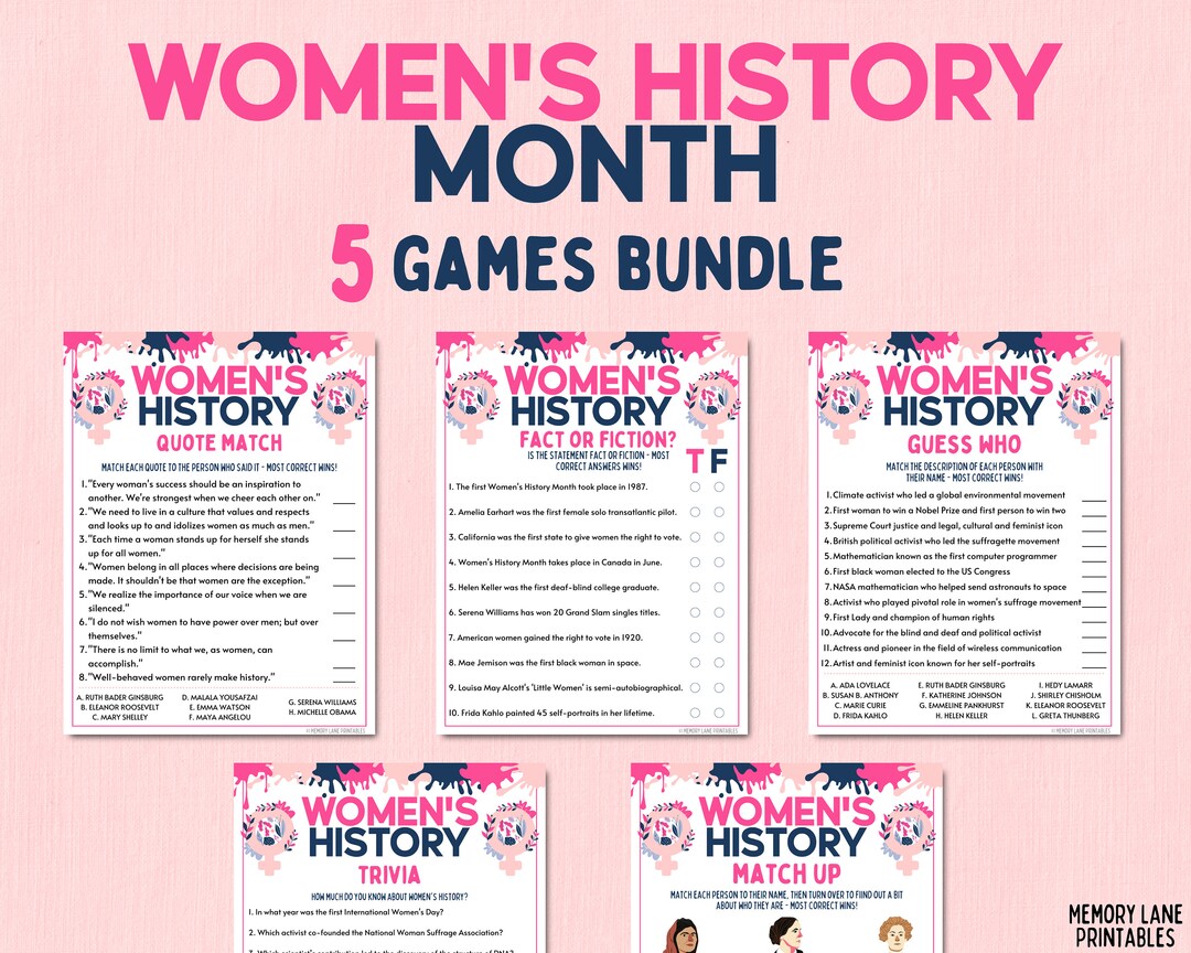 International Women's Day Games Bundle | Women's History Month Trivia ...