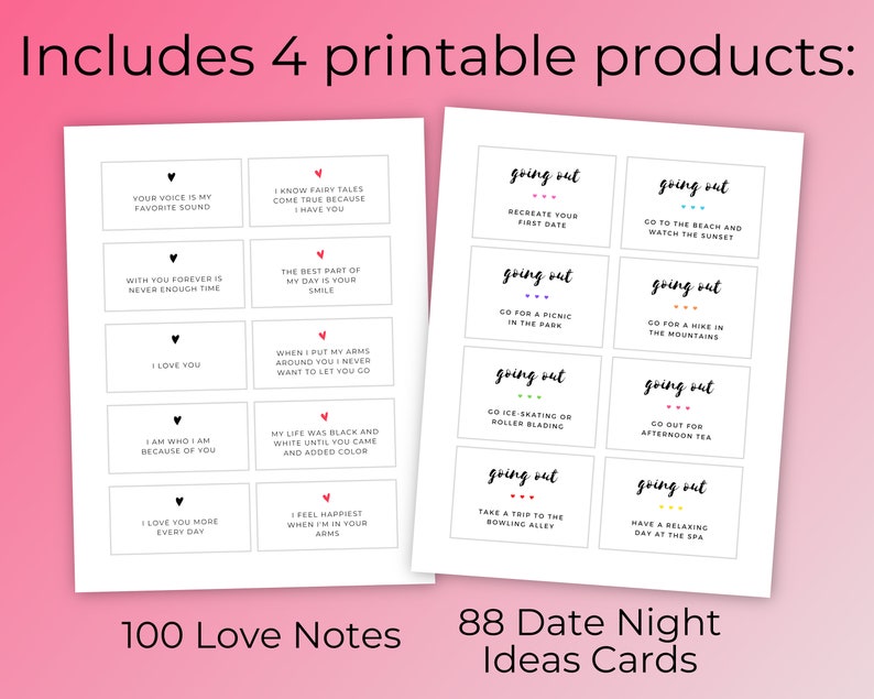 Couples Cards Bundle | Printable Love Notes | Date Night Idea Cards ...