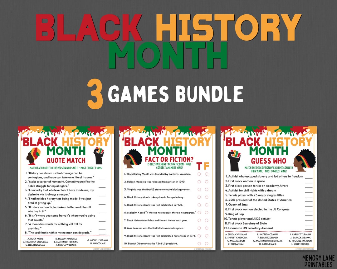 Black History Month Games Bundle | Black History Trivia Games | Fun ...