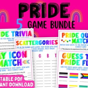 Pride Party Games Bundle 5 LGBTQ Pride Games Pride Trivia | Etsy
