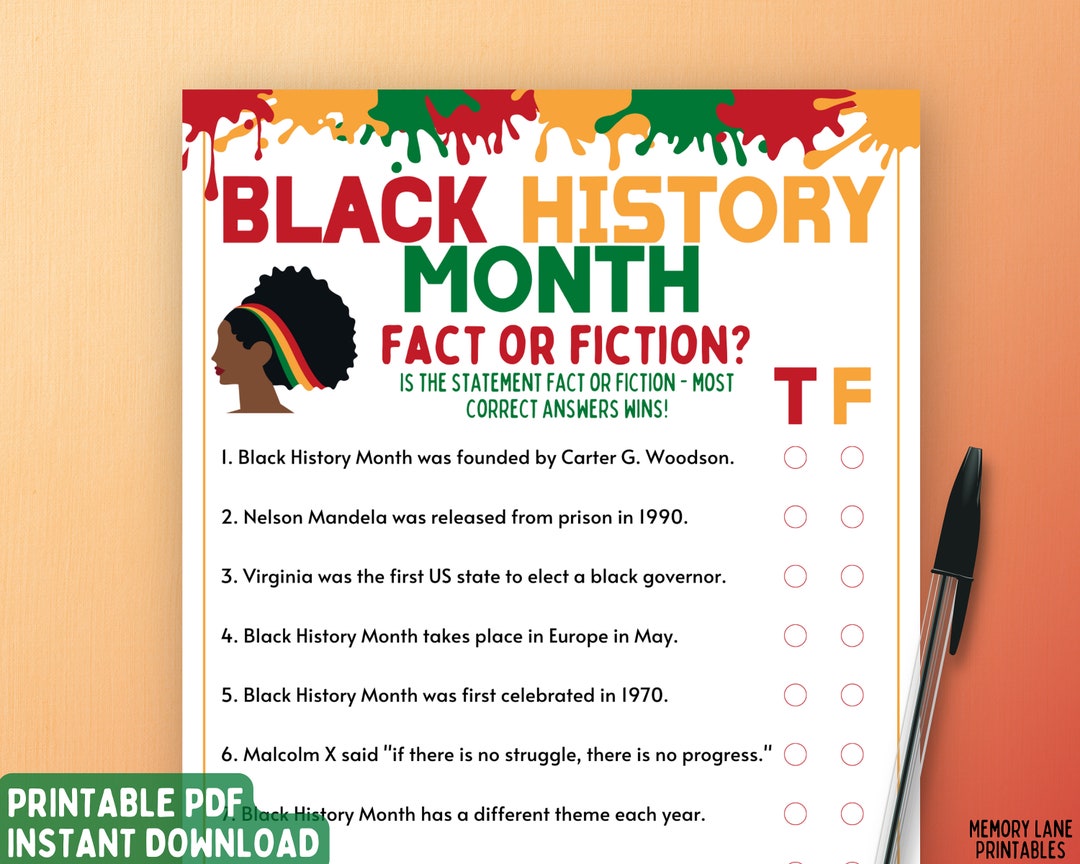 Black History Month Fact or Fiction Game | Black History Trivia Game ...