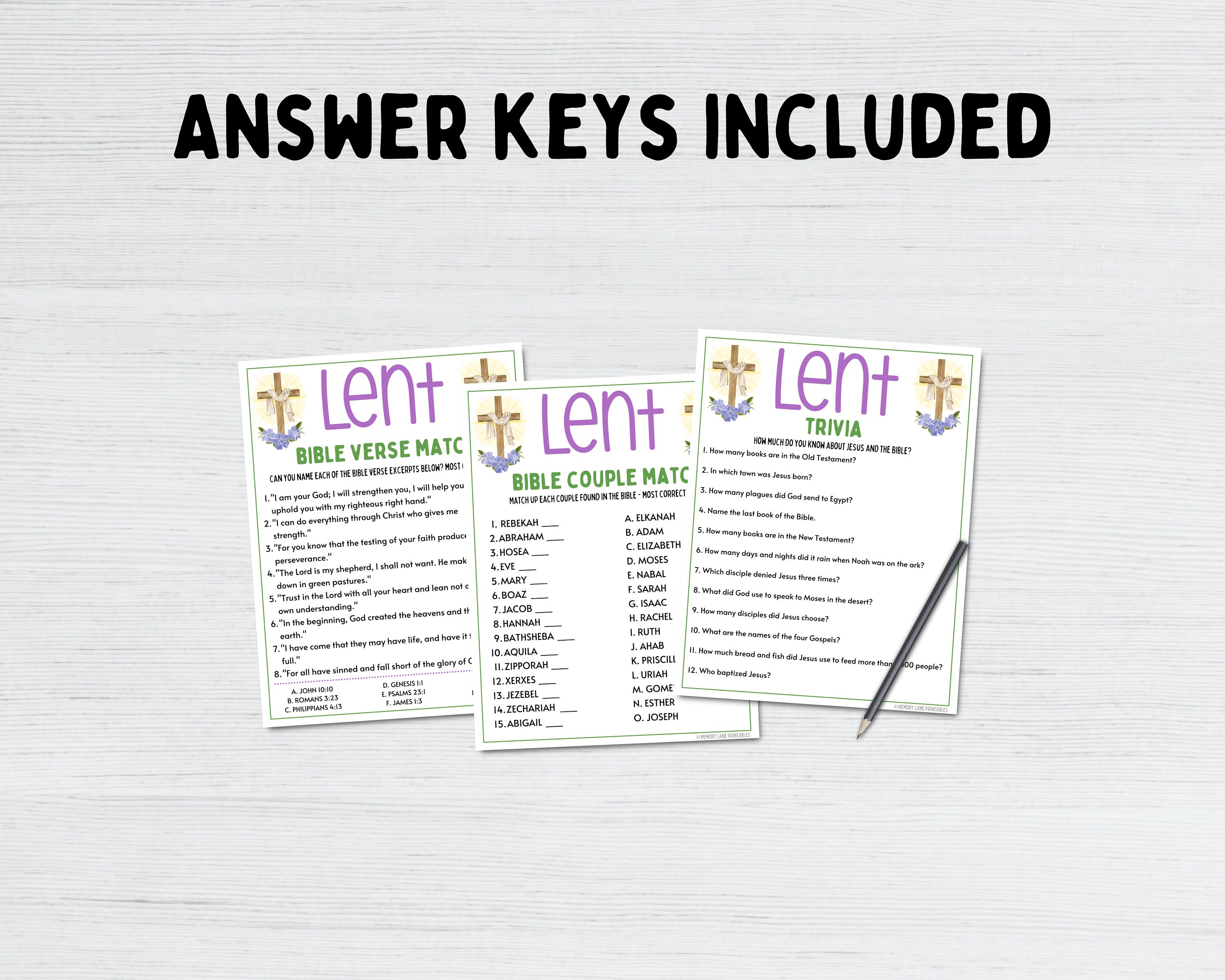 Lent Games Bundle Lenten Games Lent Activities Lent Church Games Bible ...