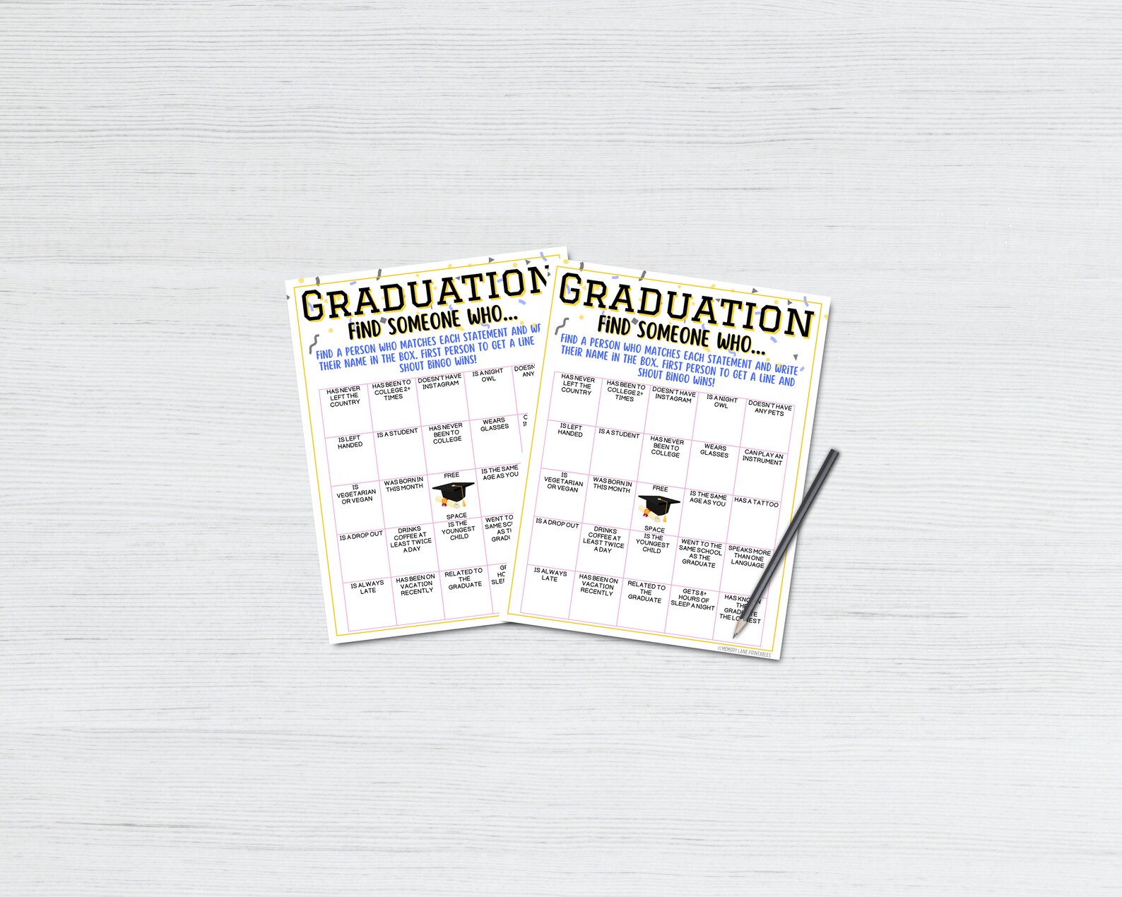 Graduation Find Someone Who Game | Graduation Party Game | Fun ...