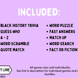 Black History Month Games Bundle | Black History Trivia Games | Fun ...