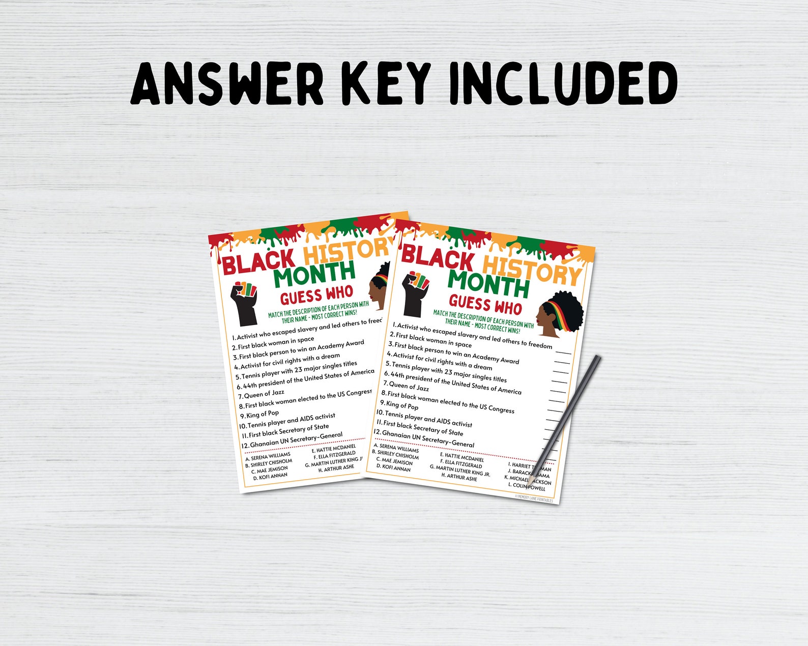 Black History Month Guess Who Game | Black History Trivia Game | Fun ...