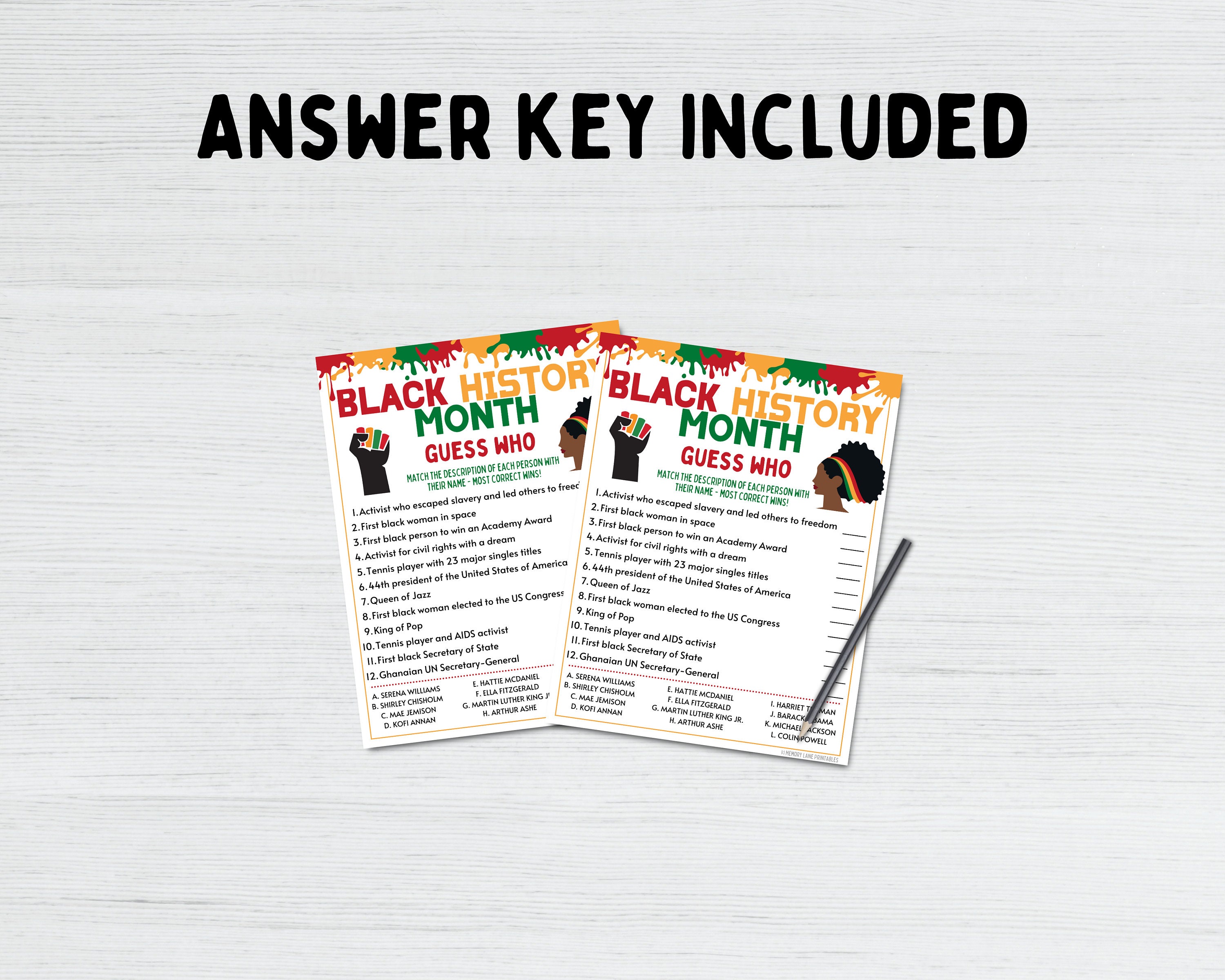 Black History Month Guess Who Game | Black History Trivia Game | Fun ...