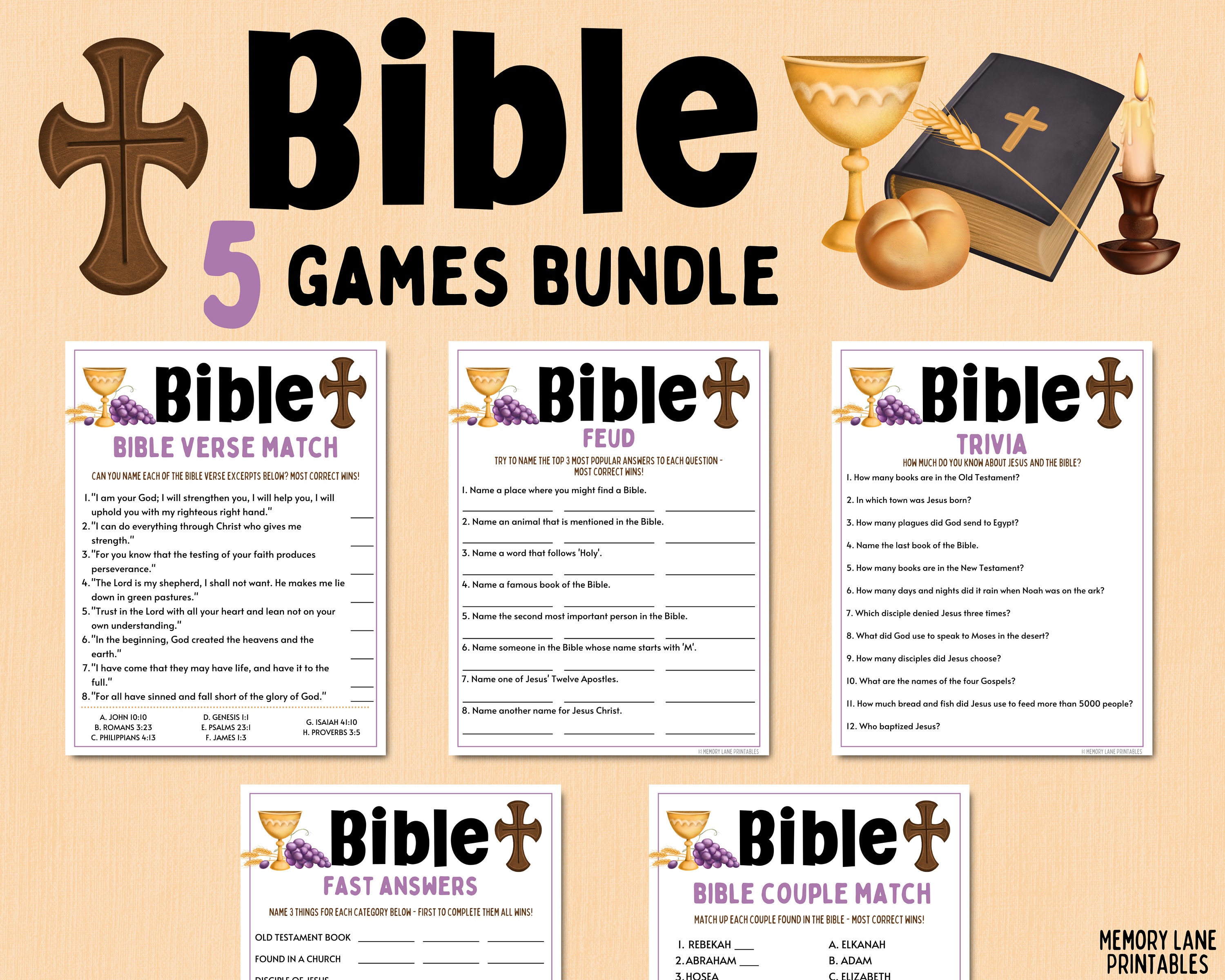 Bible Games Bundle Bible Study Games Church Games Youth Group Games ...