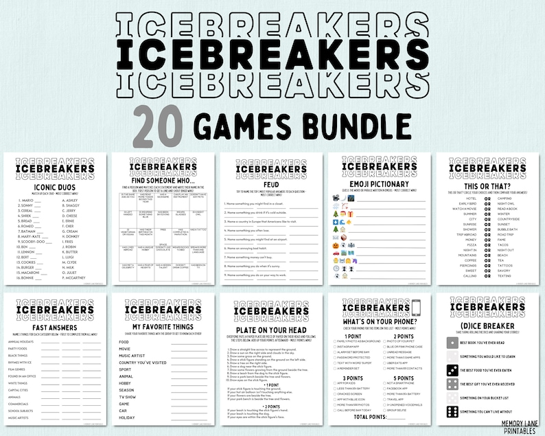 Icebreaker Games Bundle | Group Activity | Office Games | Fun Printable ...