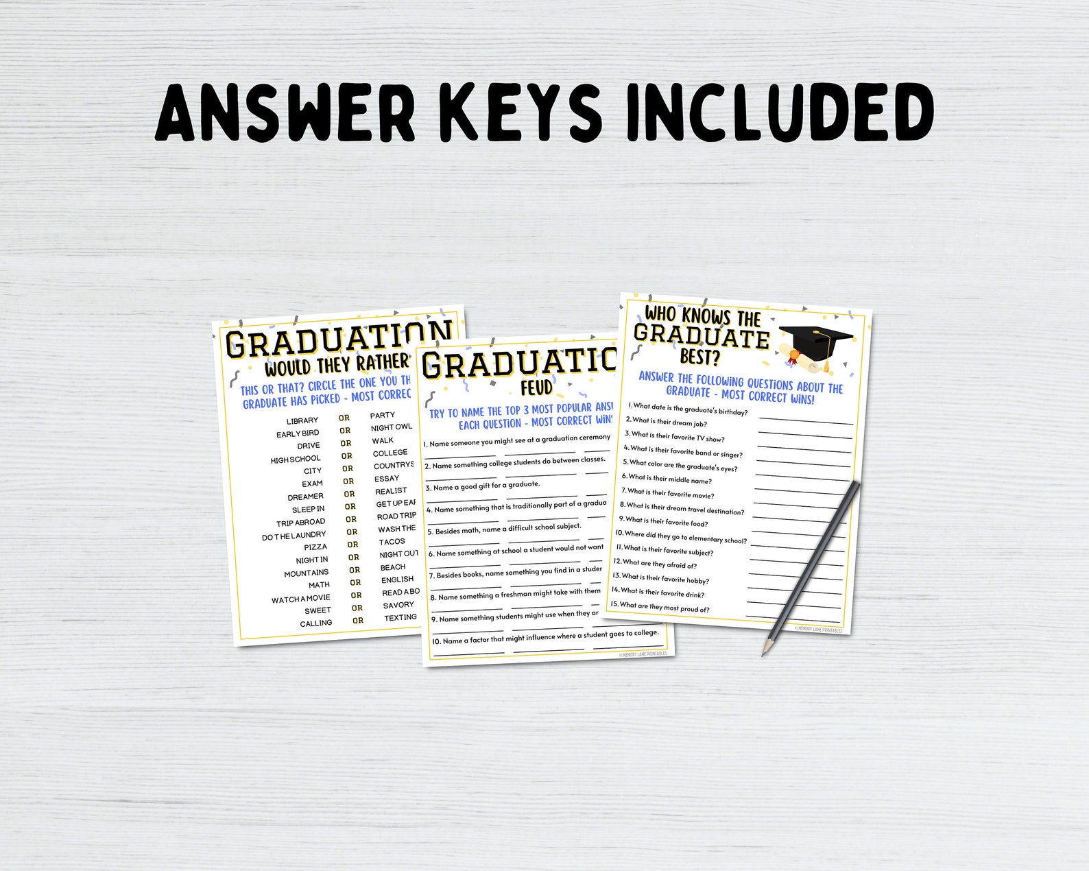 Graduation Games Bundle | 5 Graduation Party Games | Fun Graduation ...