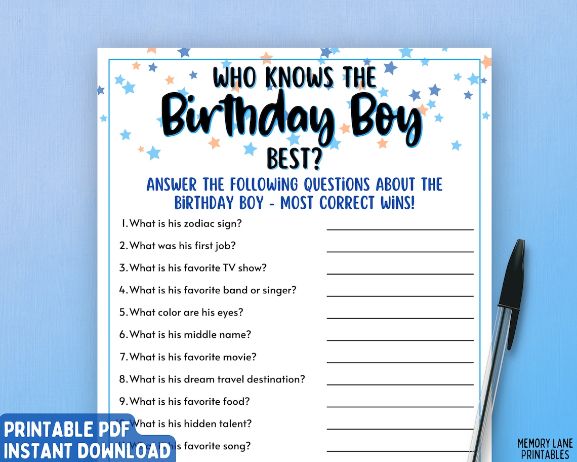 Who Knows the Birthday Boy Best Game | Birthday Game for Him | Adult ...