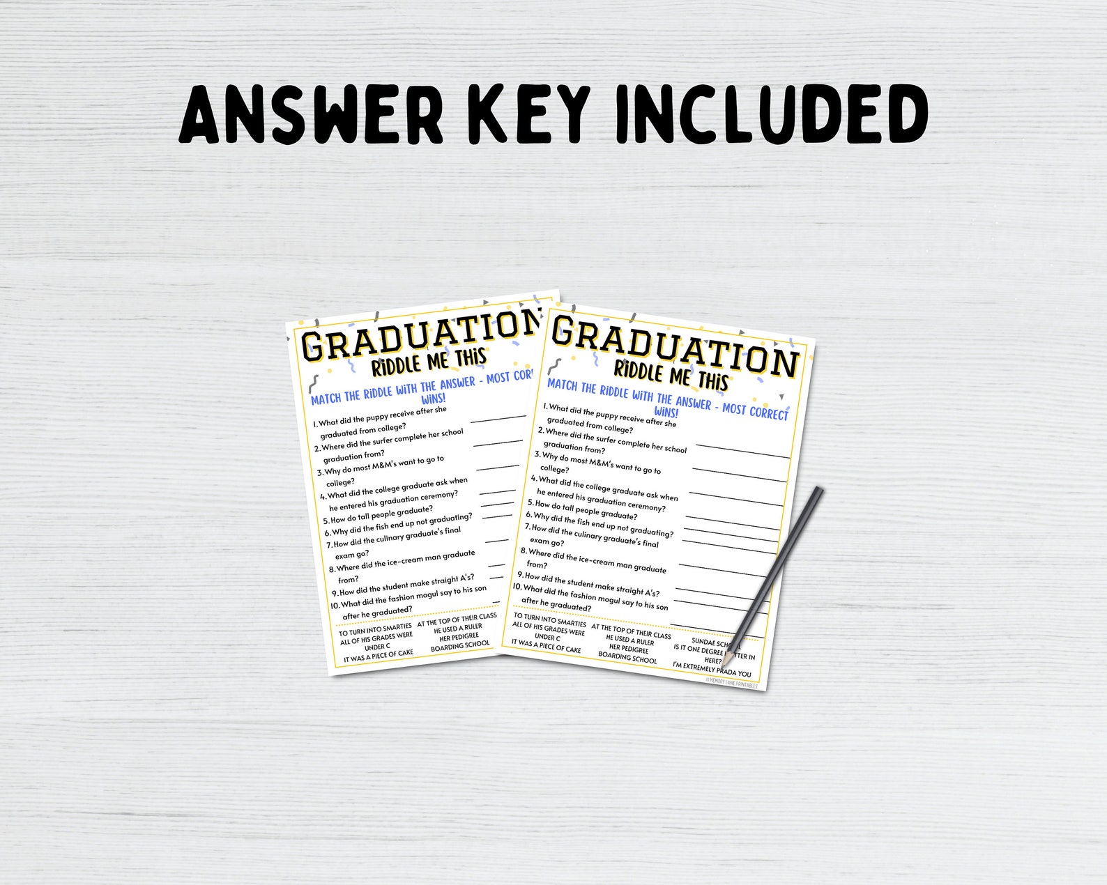 Graduation Riddle Me This Game Graduation Party Game Fun Graduation ...