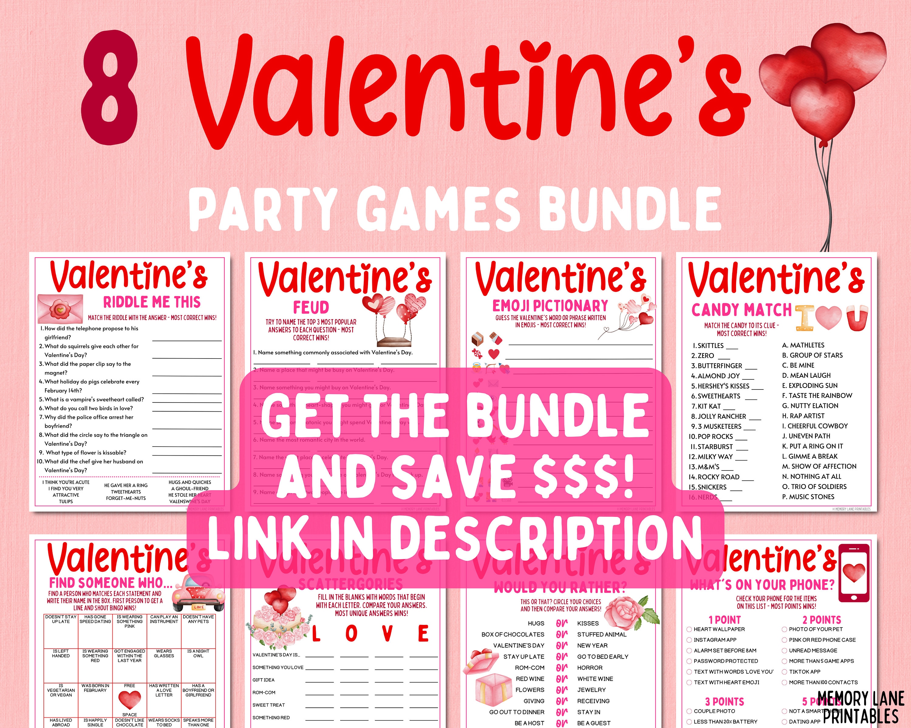 Valentine's Emoji Pictionary Game Valentine's Day Party Game Fun ...