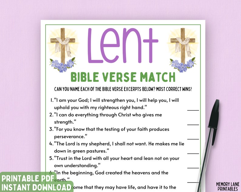 Lent Bible Verses Game | Lenten Games | Lent Activities | Lent Church ...
