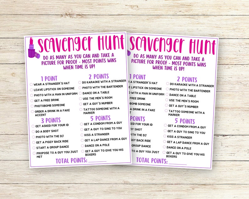 Ladies' Night Scavenger Hunt Game | Ladies Night Party Game | Fun Girls ...