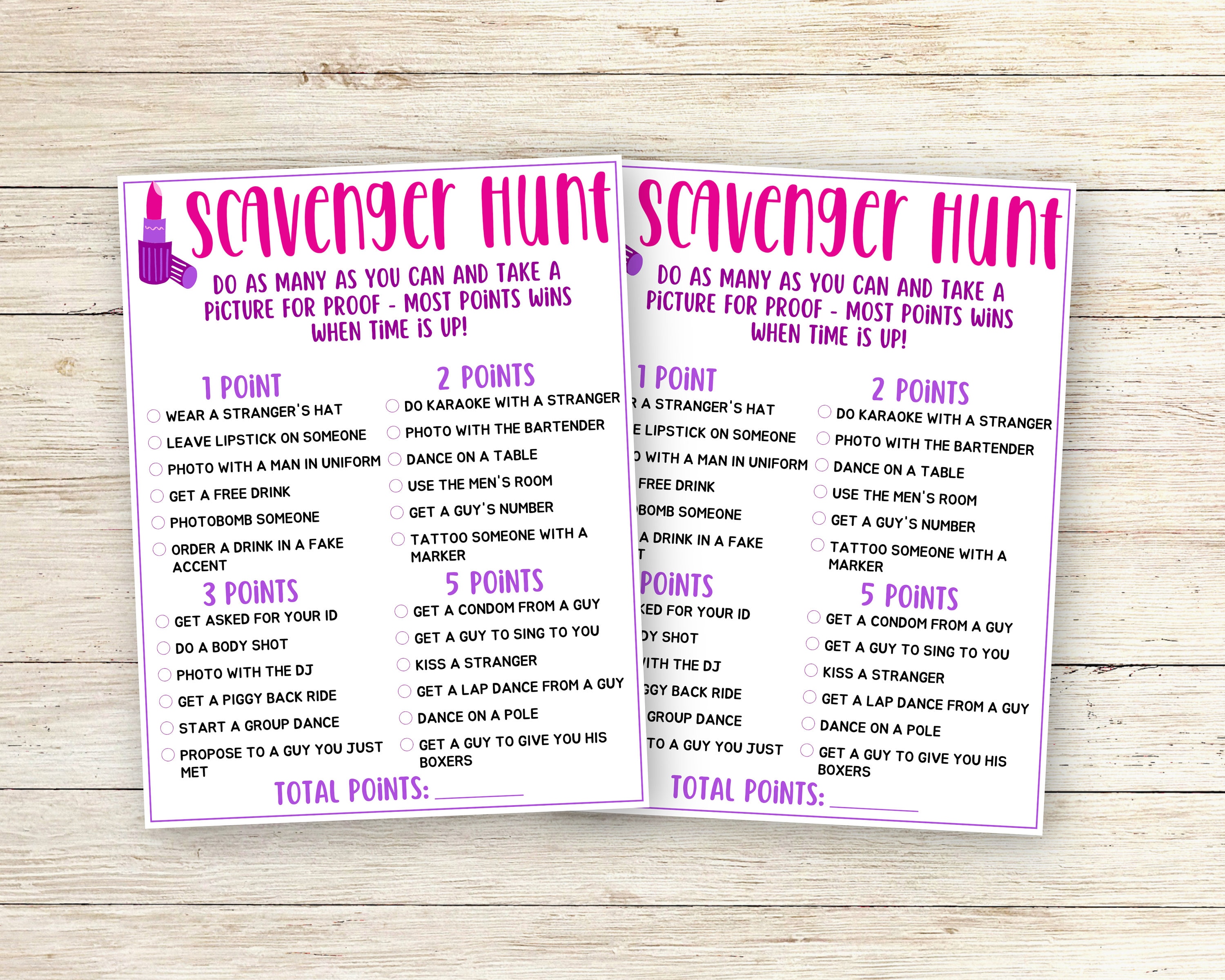 Ladies' Night Scavenger Hunt Game | Ladies Night Party Game | Fun Girls ...