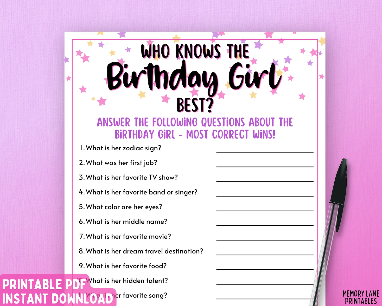 Who Knows the Birthday Girl Best Game | Birthday Game for Her | Adult ...