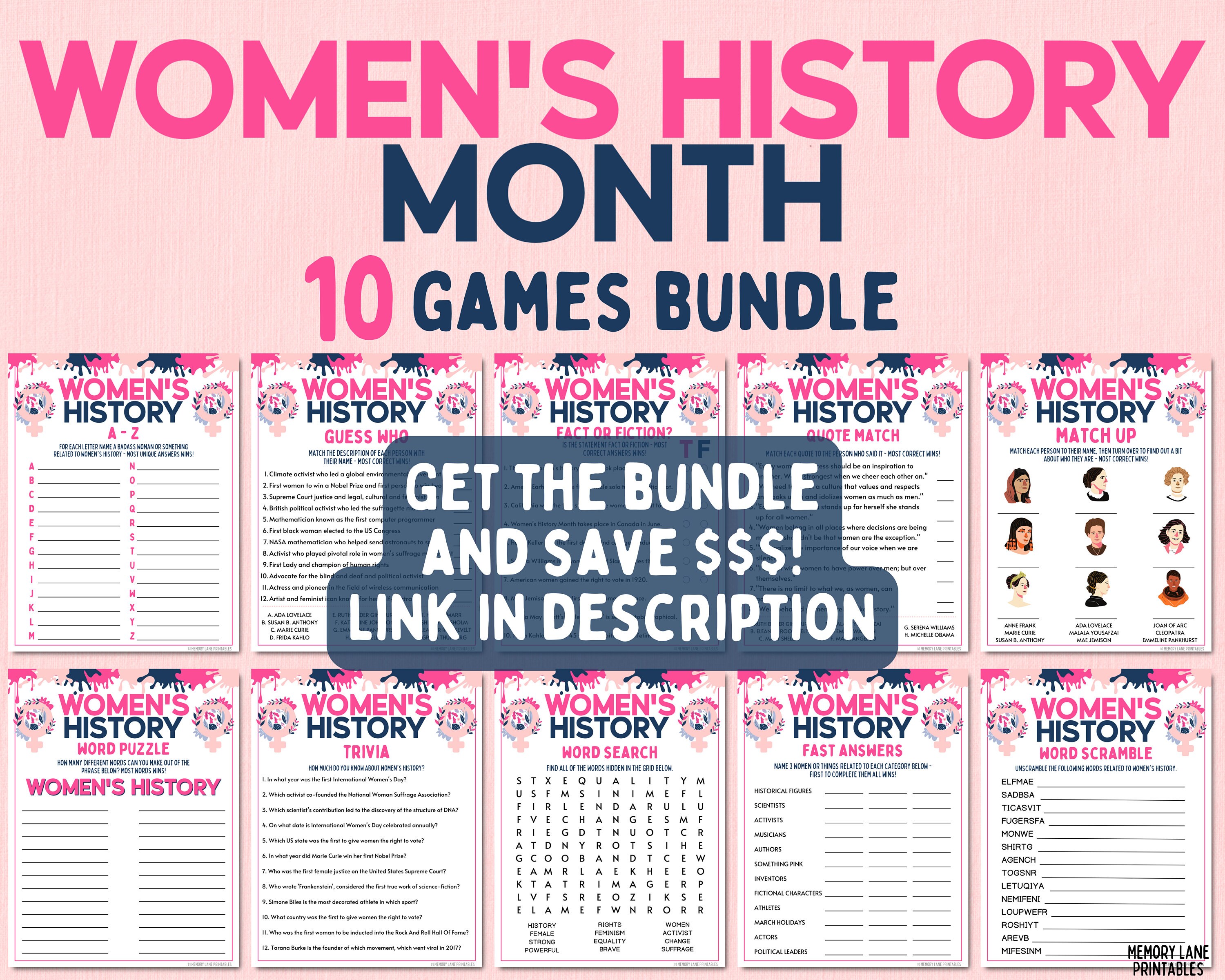 International Women's Day Games Bundle Women's History Month Trivia ...