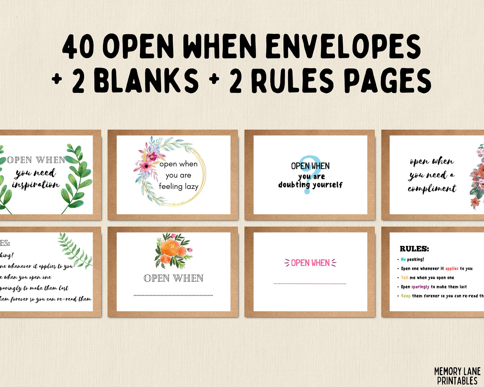 Open When Envelopes Printable | College Letters | Going Away Gift ...