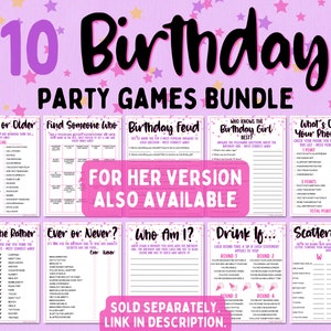 Birthday Games Bundle | 10 Birthday Party Games | Adult Birthday Party ...