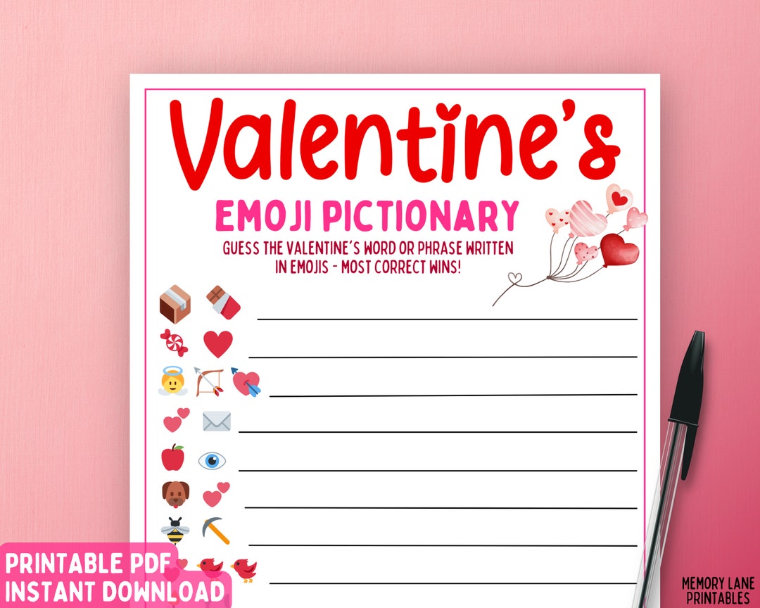 Valentine's Emoji Pictionary Game Valentine's Day Party Game Fun ...