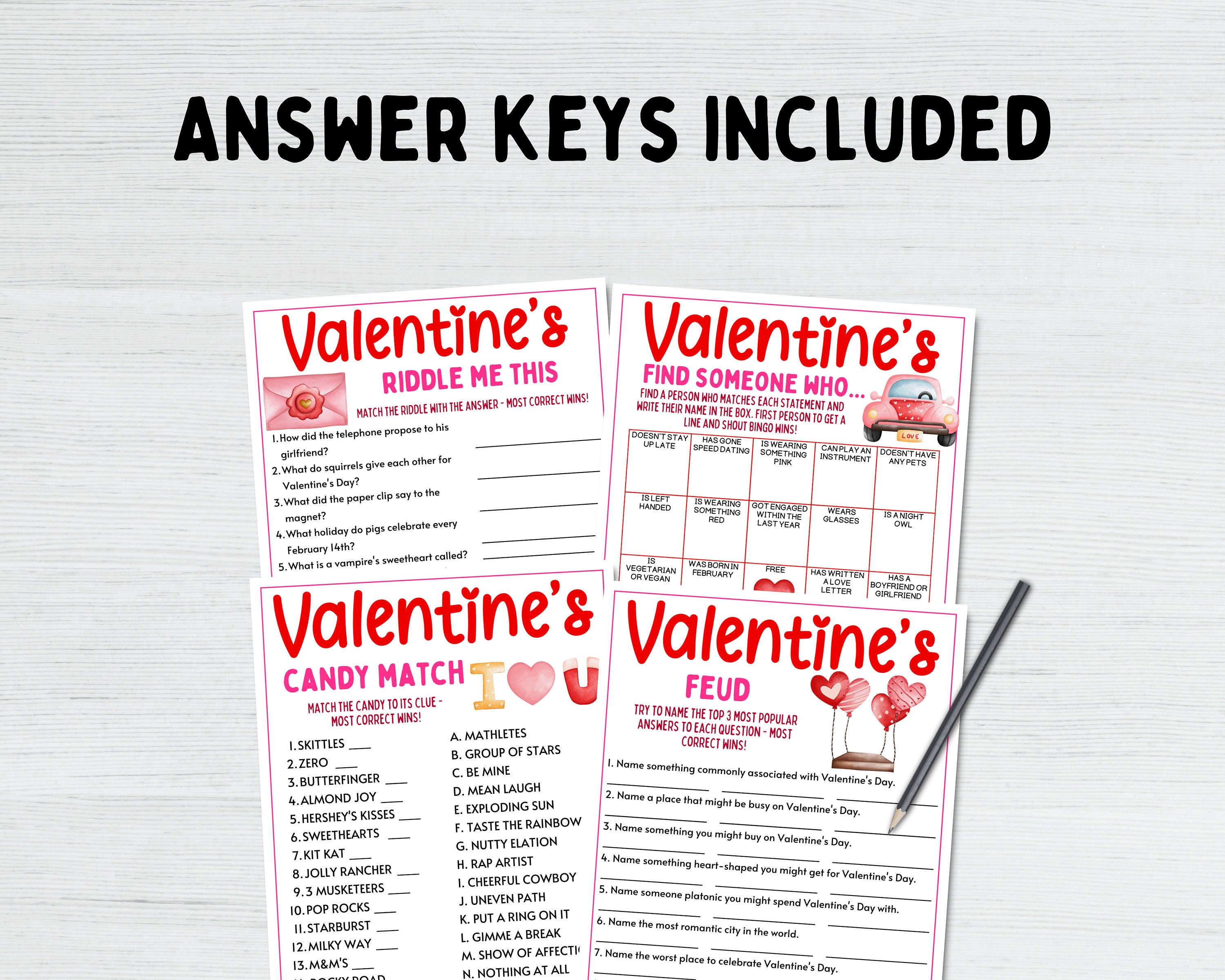 Valentine's Game Bundle Valentine's Day Party Games Fun Printable Games ...