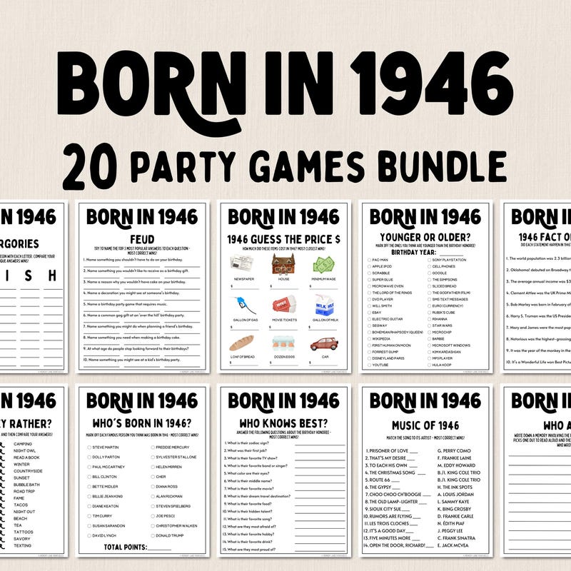 1946 Birthday Party Games - Etsy