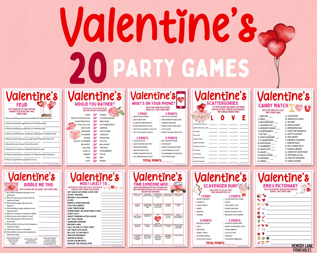 Valentine's Game Bundle | Valentine's Day Party Games | Fun Printable ...