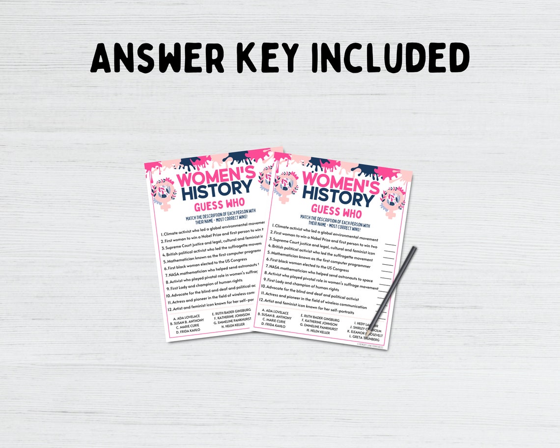 International Women's Day Guess Who Game Women's History Month Trivia ...