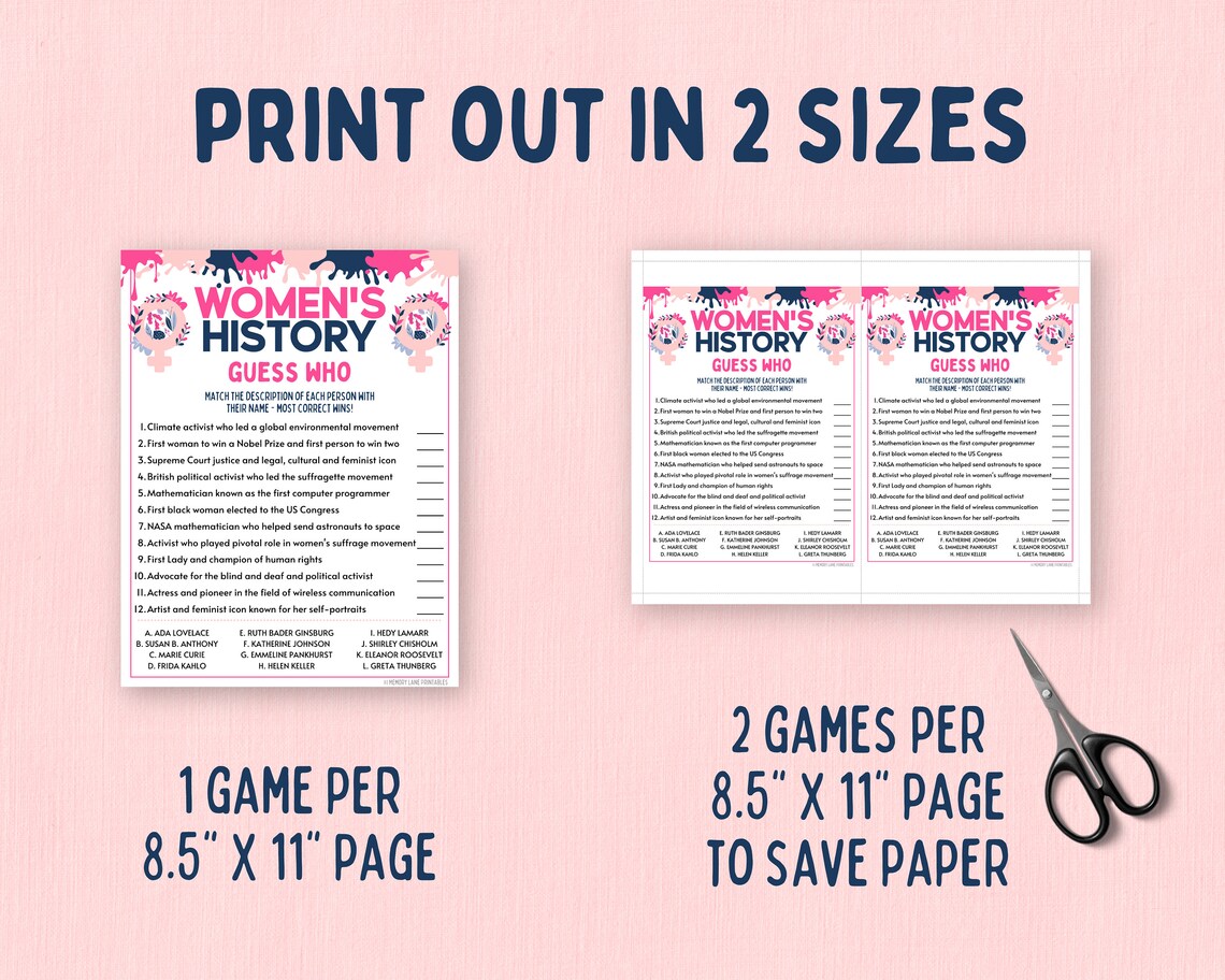 International Women's Day Guess Who Game Women's History Month Trivia ...