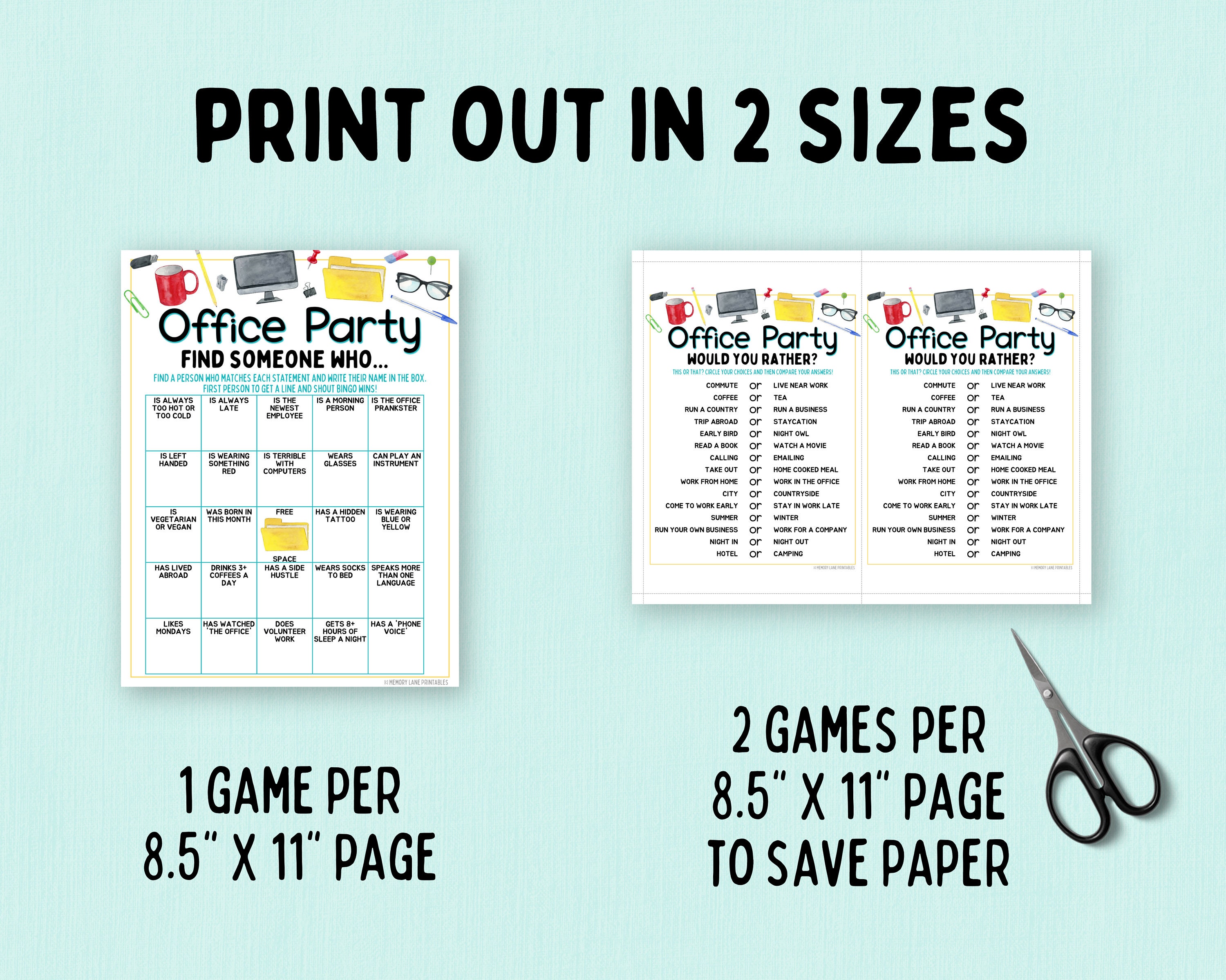 Office Party Games Bundle | Work Party Games | Fun Printable Games ...
