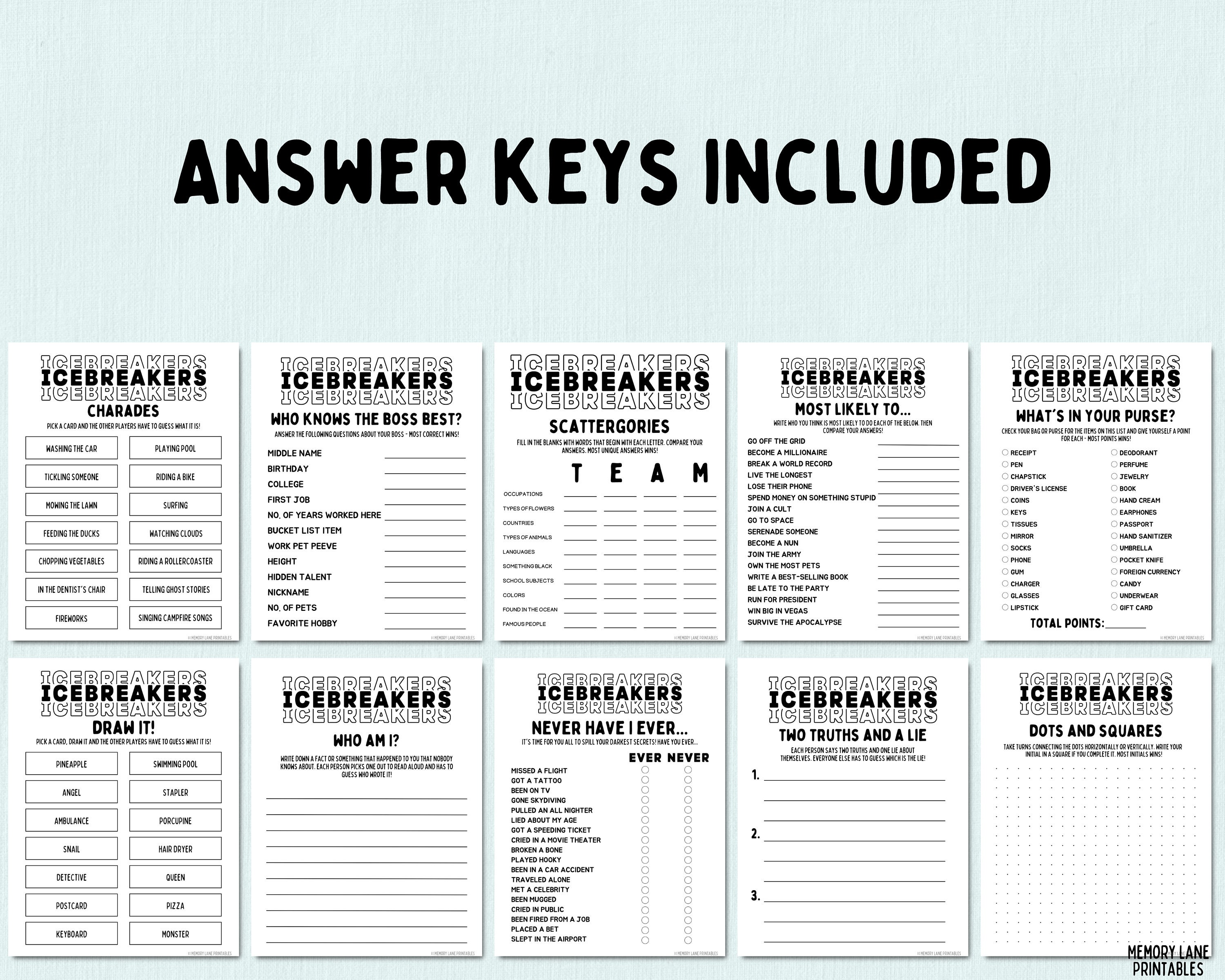 Icebreaker Games Bundle | Group Activity | Office Games | Fun Printable ...