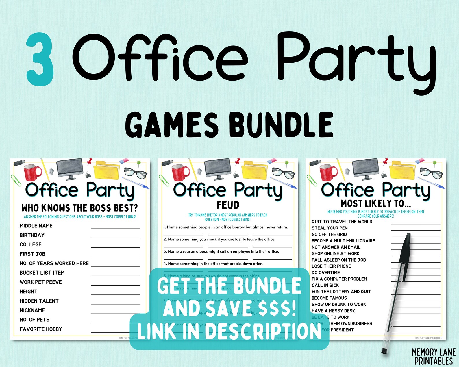 Office Party Feud Game | Work Party Game | Fun Printable Game | Group ...