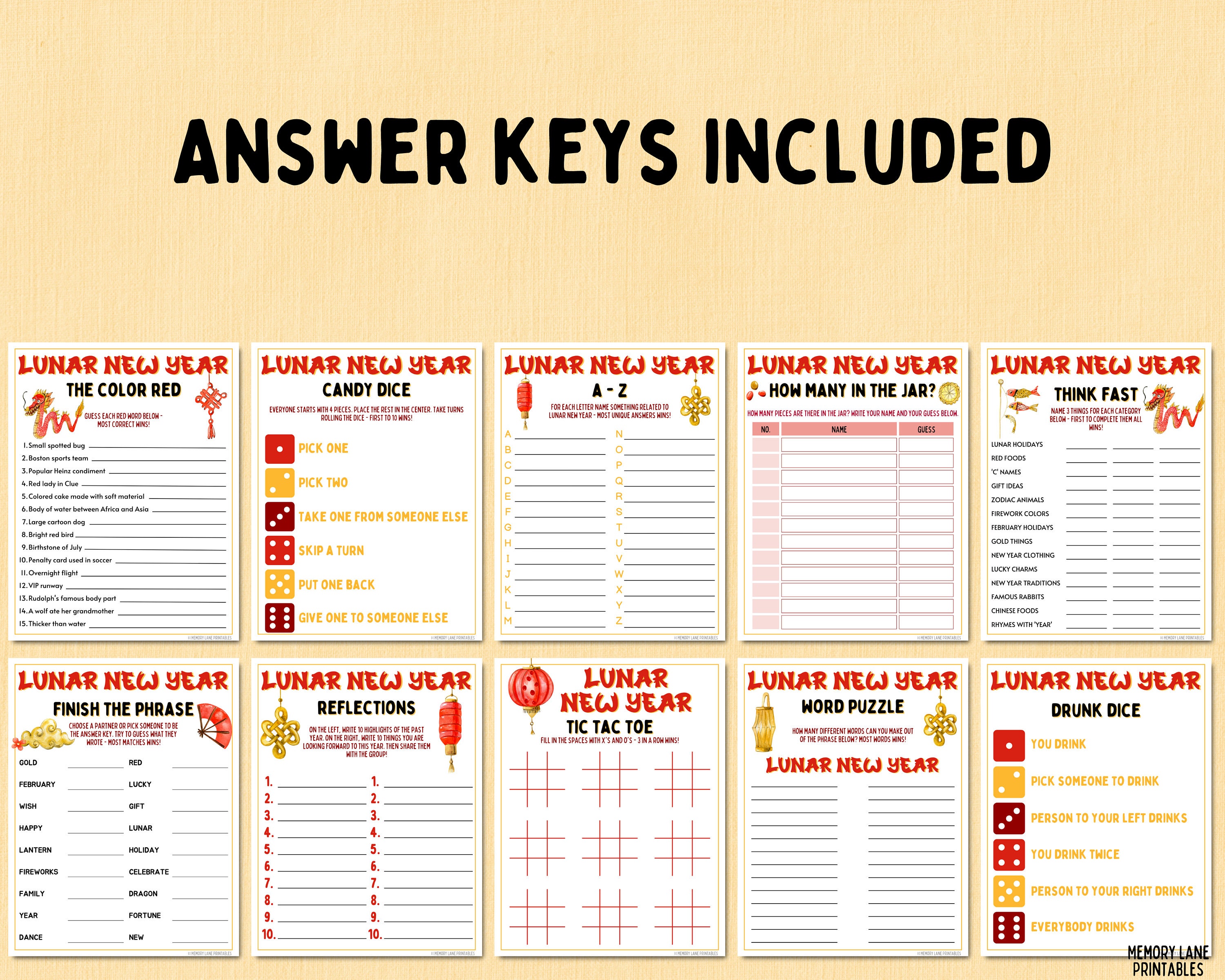 Chinese New Year Games Bundle Lunar New Year Party Games 2023 Fun ...