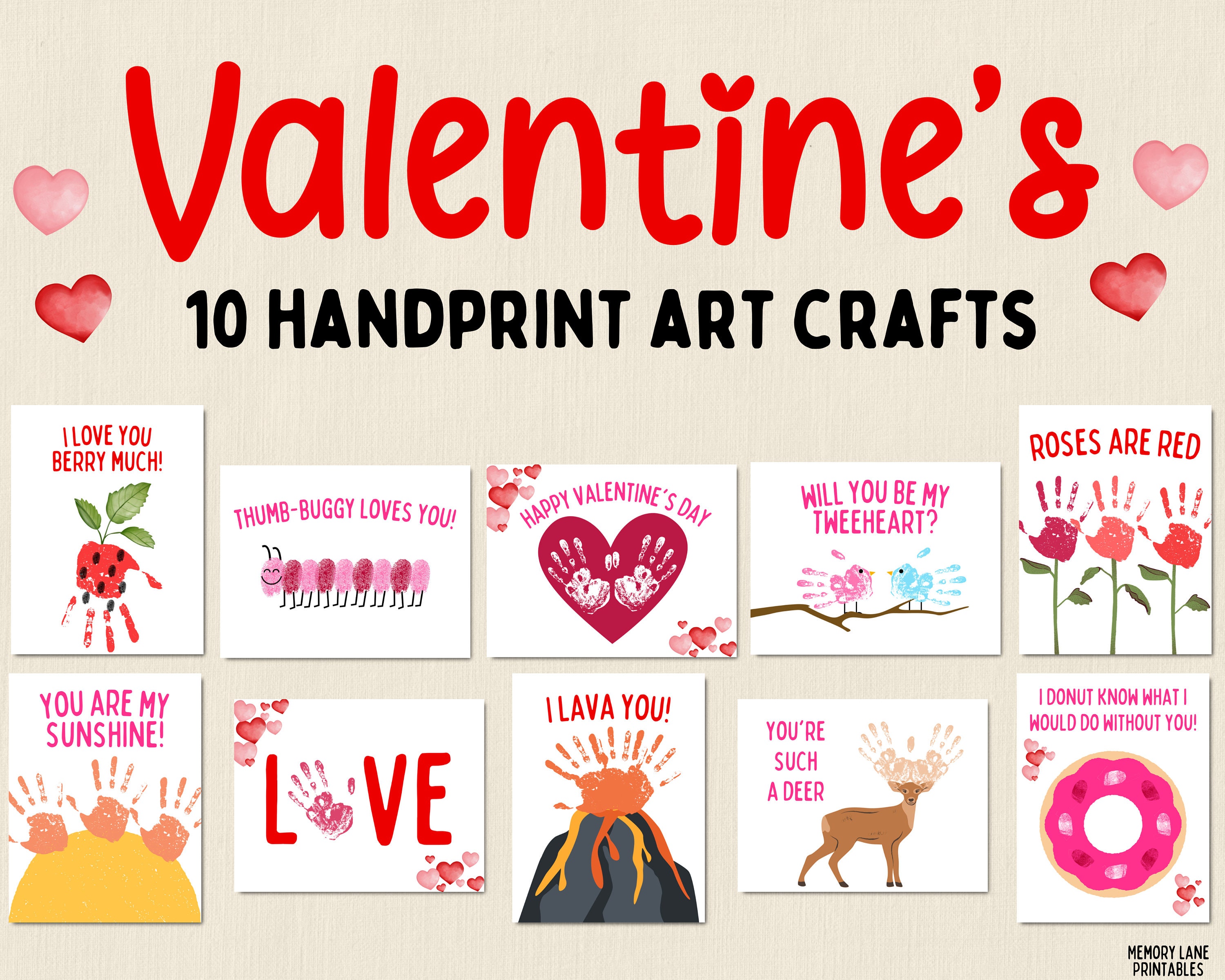 Valentine's Handprint Art Bundle Valentine's - Etsy