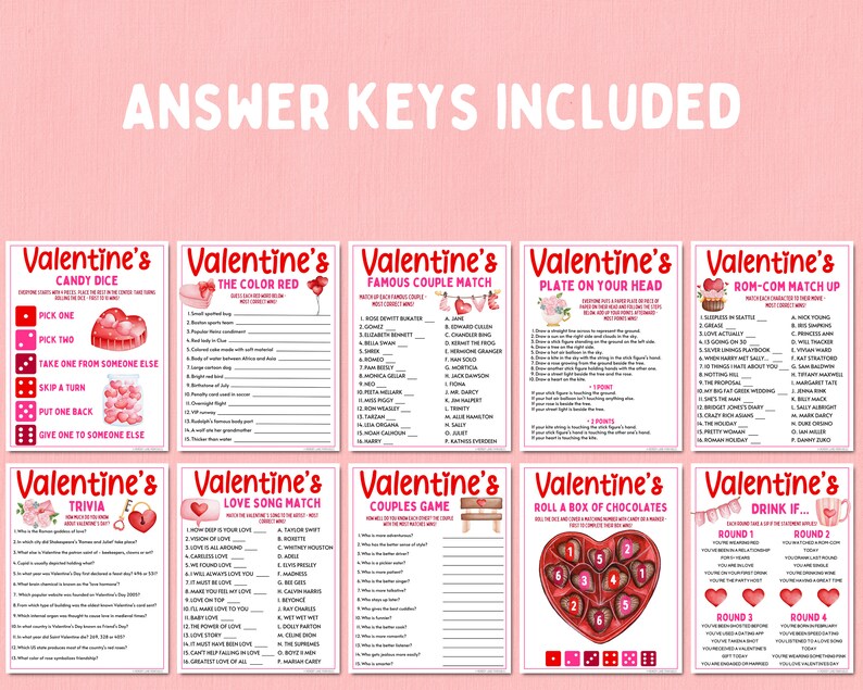 Valentine's Game Bundle | Valentine's Day Party Games | Fun Printable ...